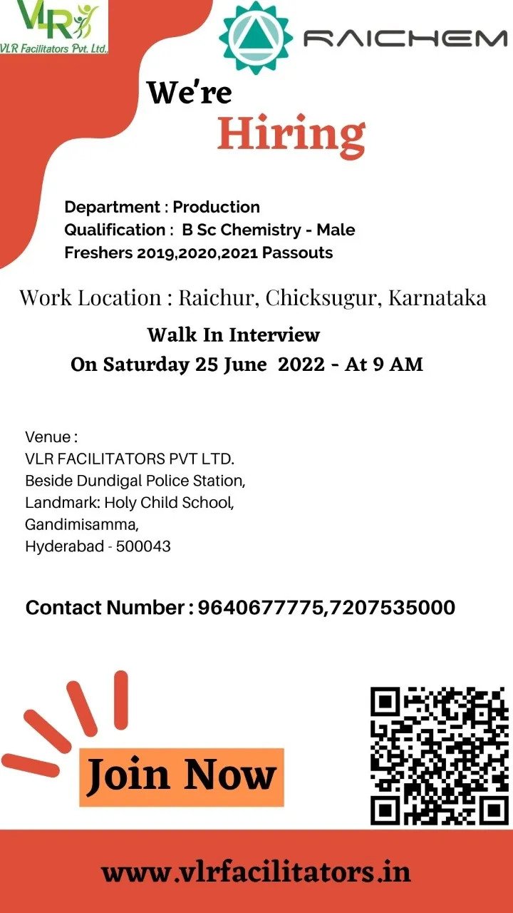 Raichem Medicare Pvt. Ltd – Walk-Ins on 25th June’ 2022 for B.Sc ...